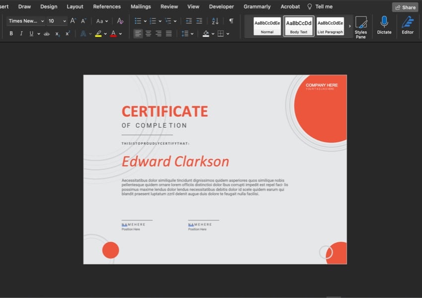 Certificate Template Software